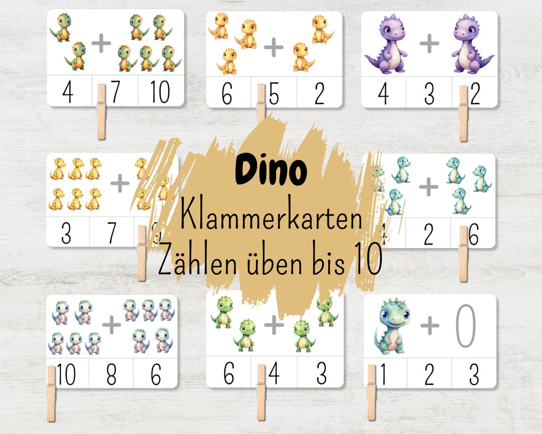 Dino Bracket Cards for Practicing Counting From 1-10, Number Practice ...