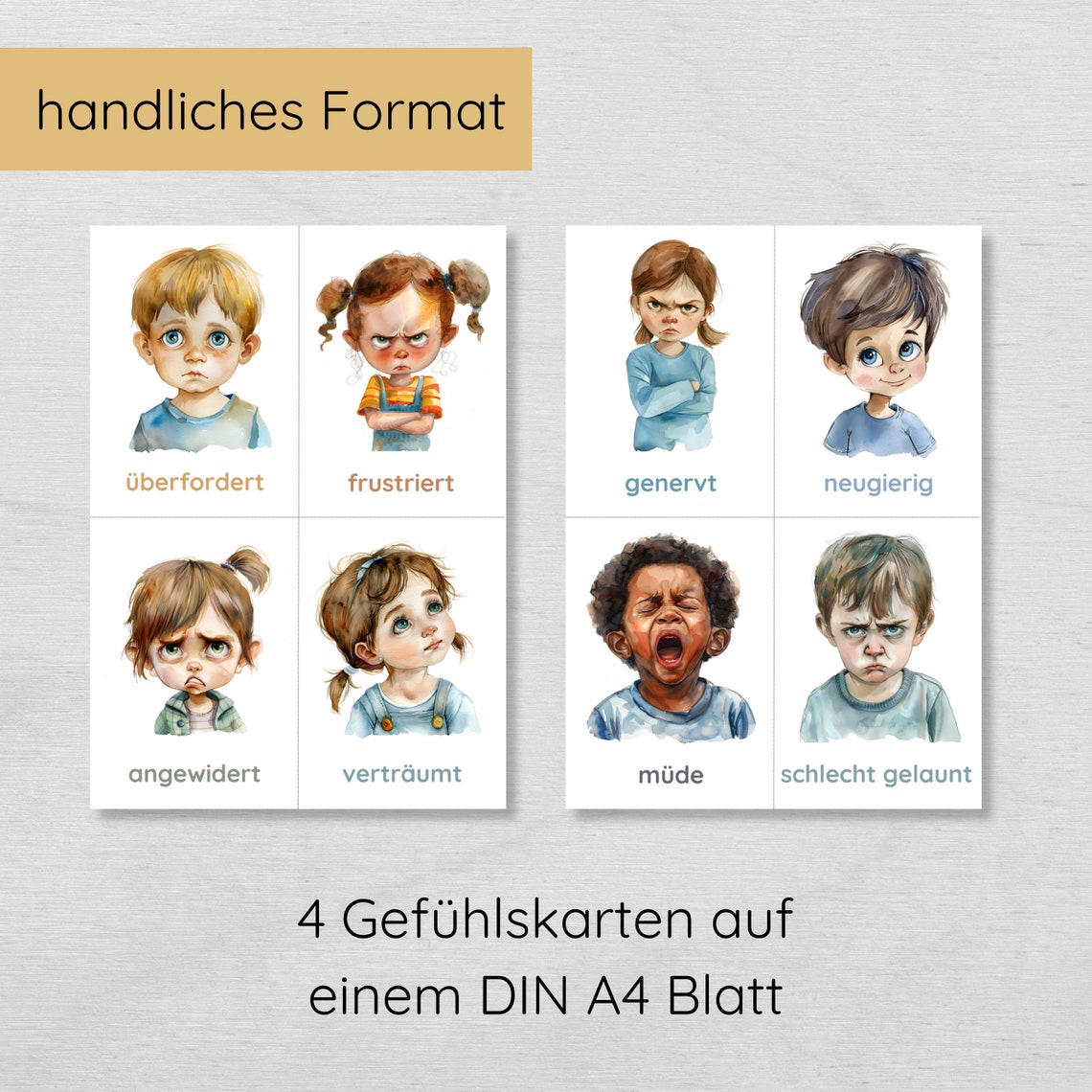 26 Emotion Cards for Children to Print Out, Picture Cards to Learn ...