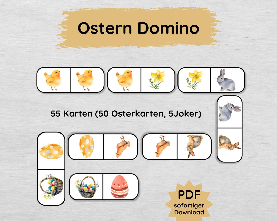 Ostern Domino Spiel für Kinder zum Ausdrucken, kreatives Lernspiel zum ...