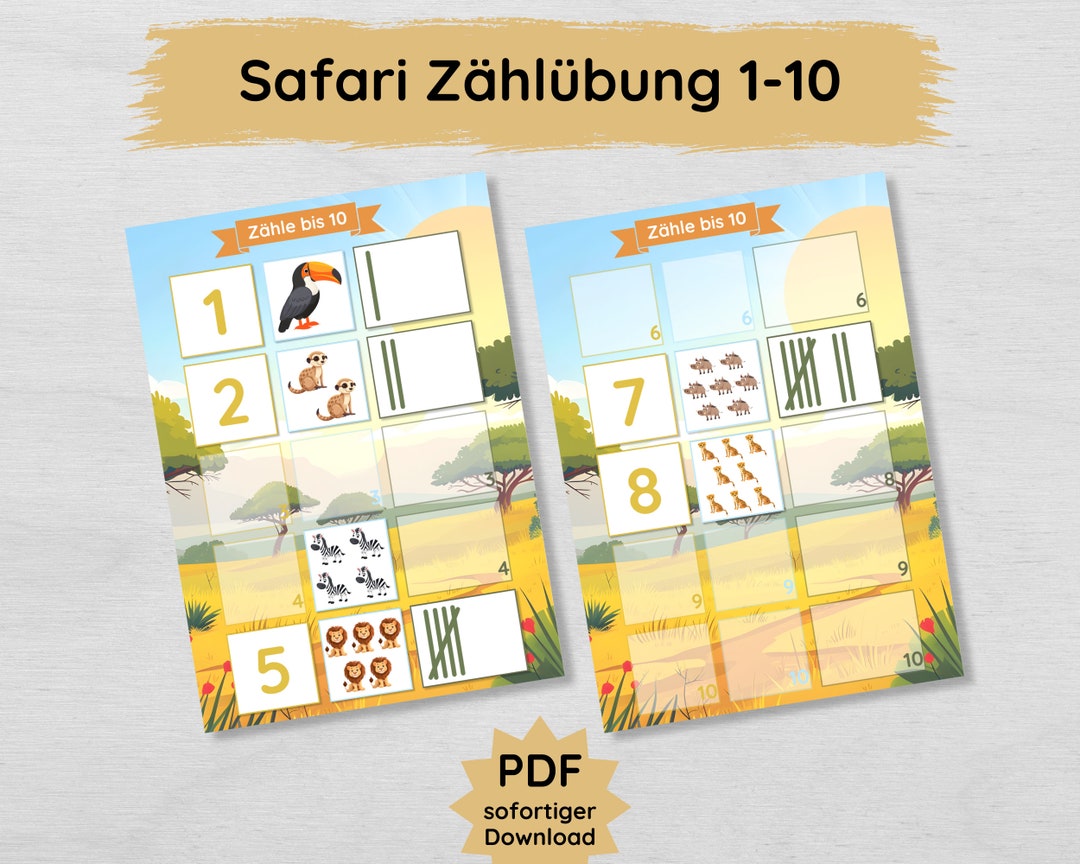 Safari Counting Game for Children to Print Out, Counting Exercise to ...