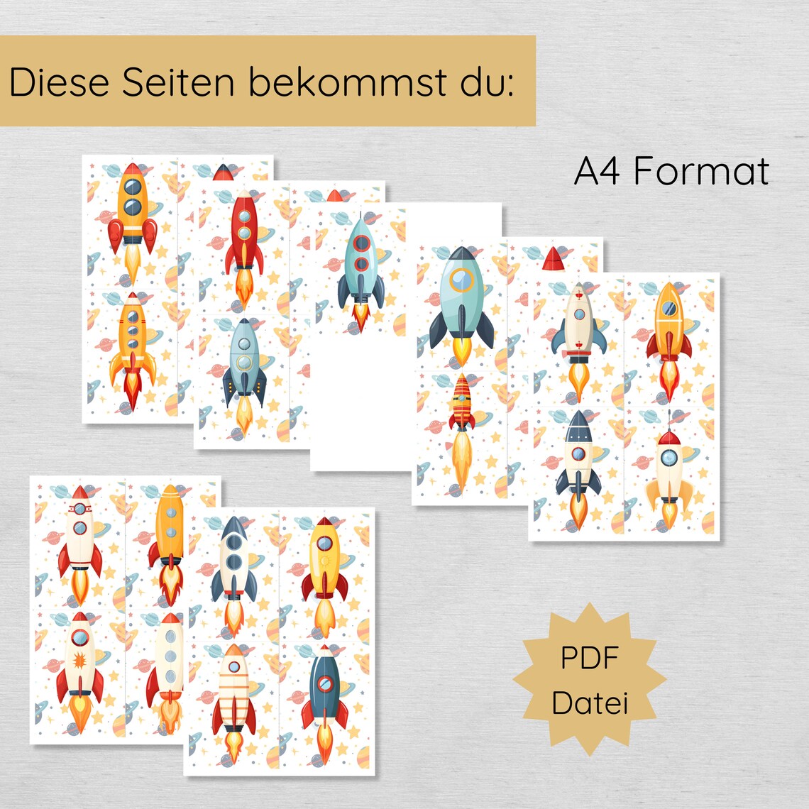 Assign Rocket Halves Puzzle Game for Children to Print Out, Nice Game ...