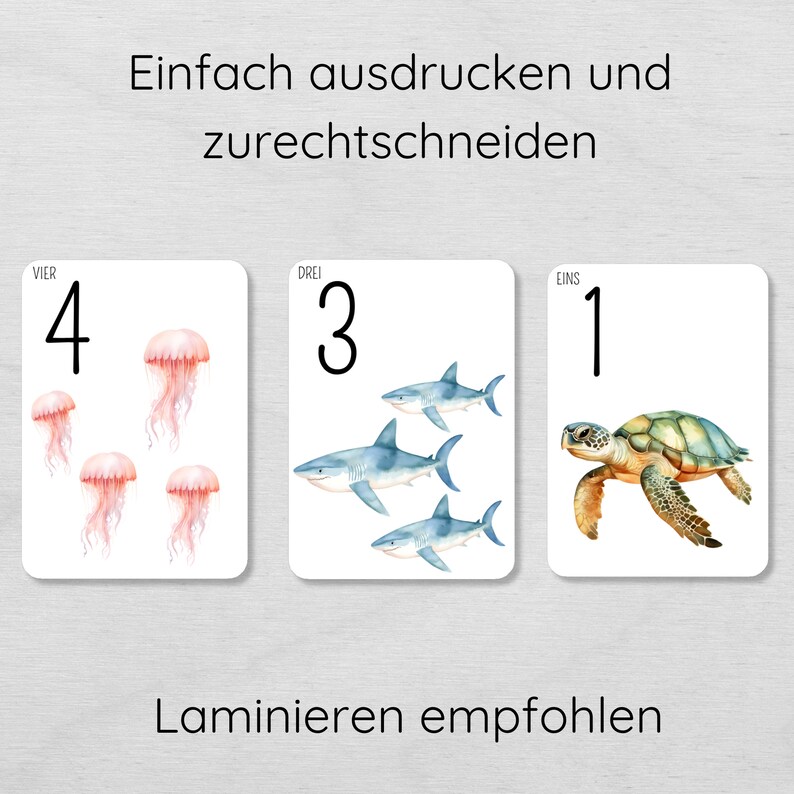 Underwater Numbers 1-10 Flashcards for Children to Print Out, Learning ...