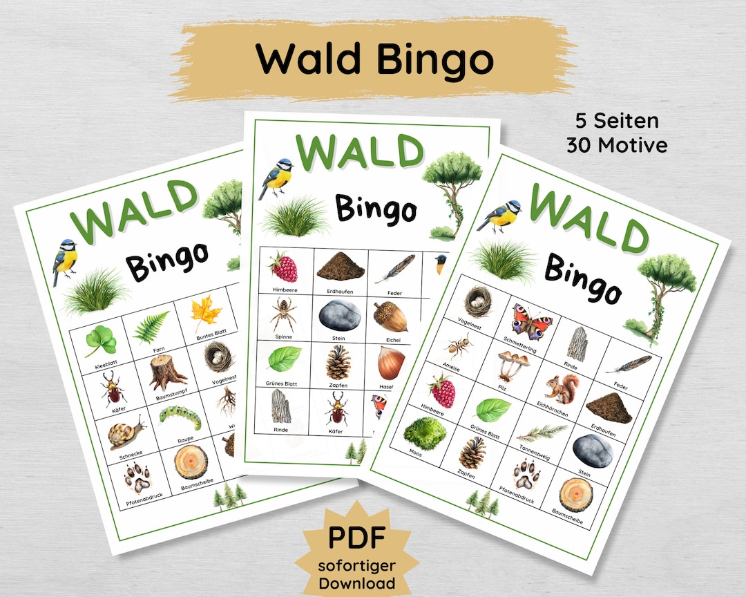 Forest Bingo for Children to Print Out, Forest Bingo Printable, Forest ...