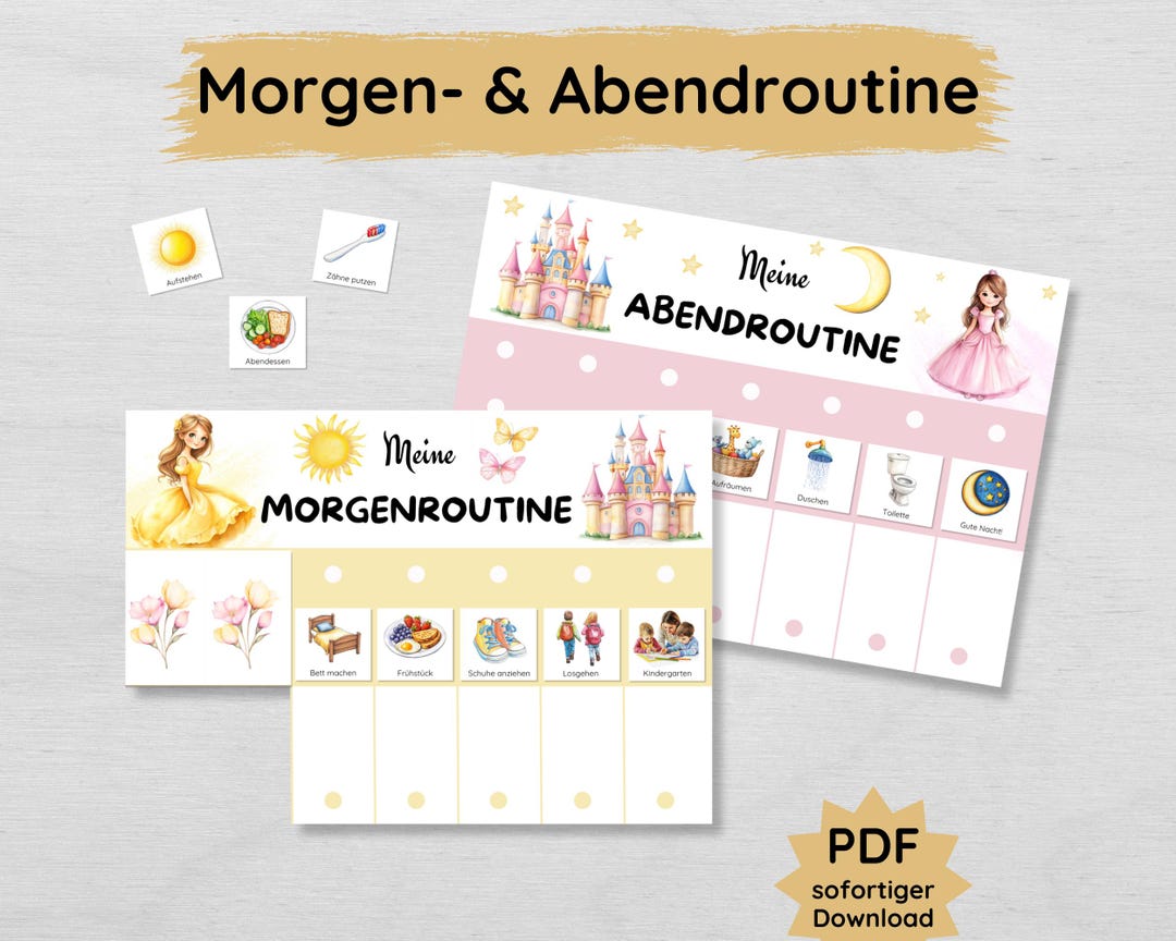 Princess Morning Routine and Evening Routine Plan for Kids, PDF Girls ...