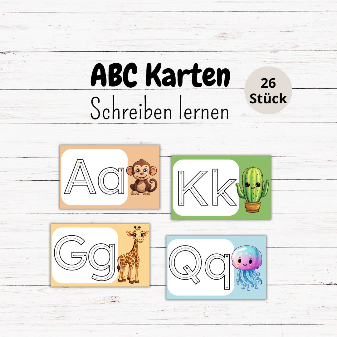 ABC Übungskarten Zum Schreiben Lernen Alphabet Karten Für - Etsy