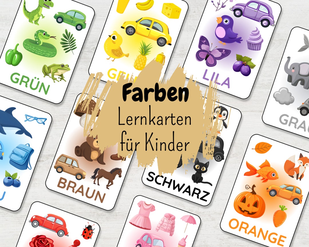 10 Color Learning Cards for Children to Print Out, Cute Picture Cards ...