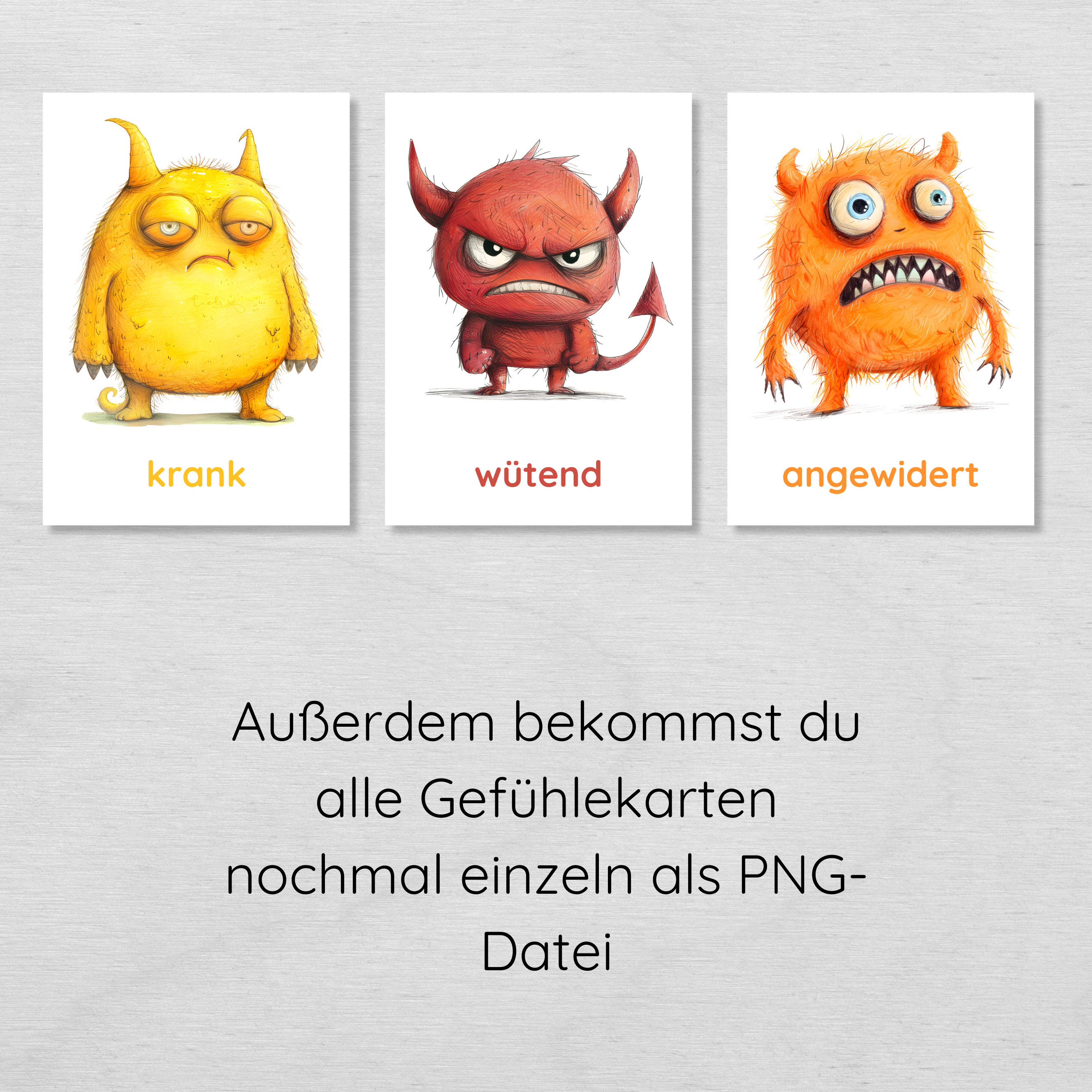 Monster Emotion Cards for Children to Print Out, 26 Picture Cards to ...