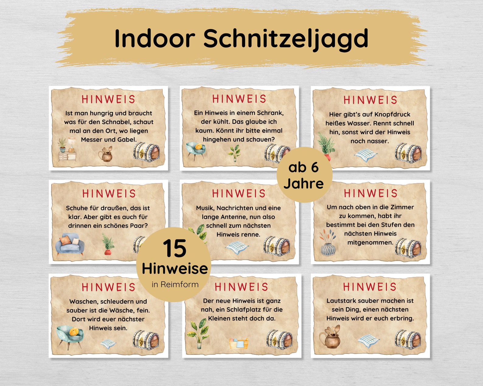 Indoor Schnitzeljagd für Kinder ab 6 Jahren, Schatzsuche für Zuhause ...