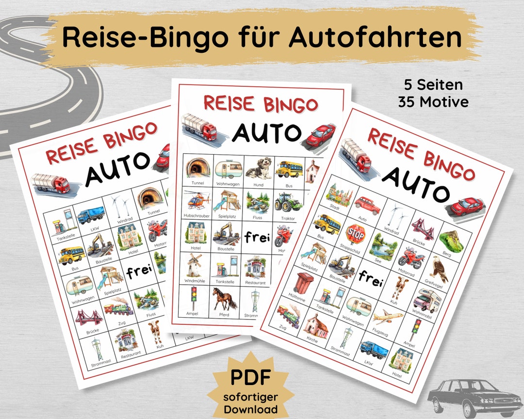 Travel Bingo for Car Journeys to Print Out, Children's Activities in ...