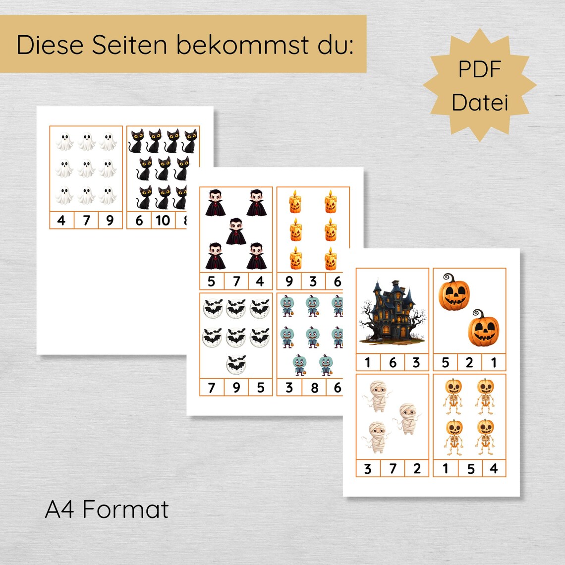 Halloween Clip Cards Learning Numbers From 1 to 10 for Children to ...