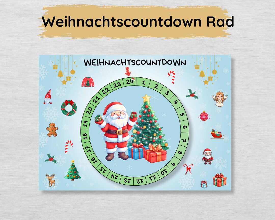 Advent Calendar Christmas Countdown Wheel for Children to Print, Days ...
