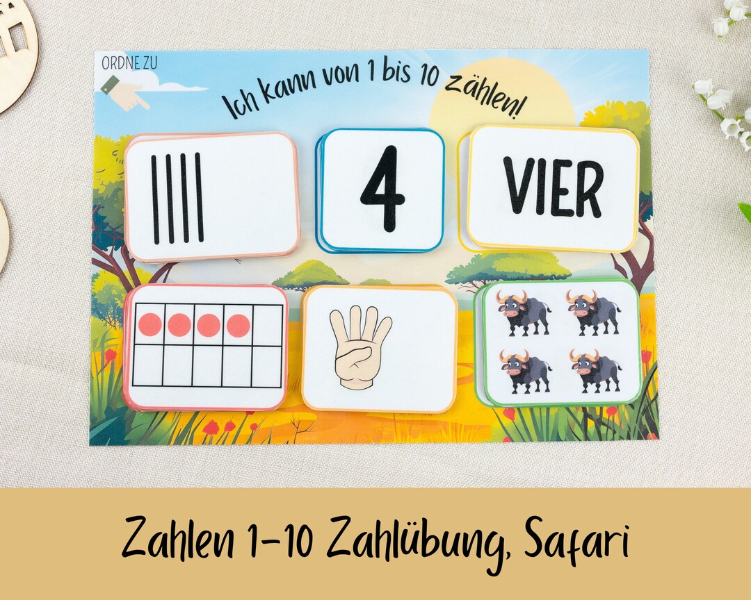 Safari Counting Exercise Game for Children, Learn Numbers From 1 to 10 ...