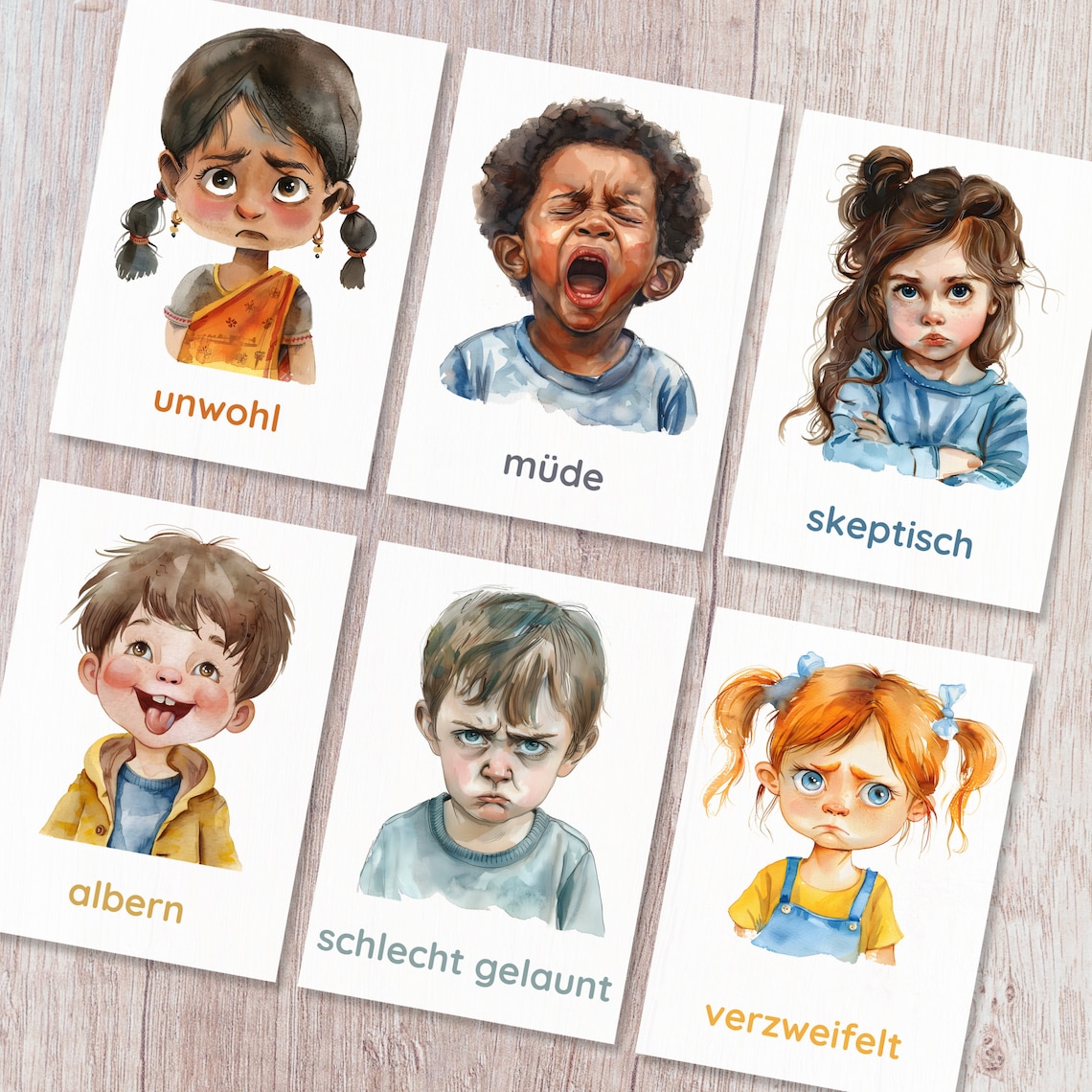 26 Emotion Cards for Children to Print Out, Picture Cards to Learn ...