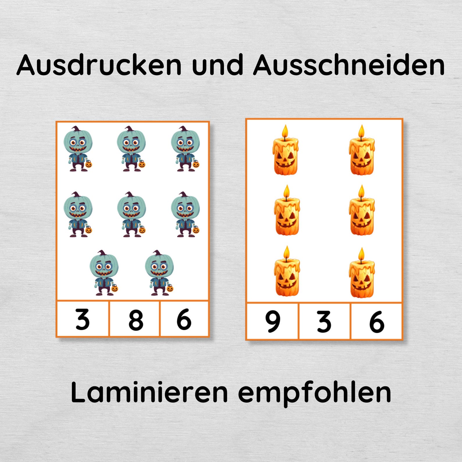 Halloween Clip Cards Learning Numbers From 1 to 10 for Children to ...