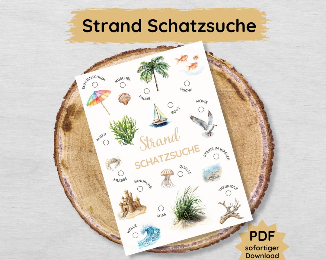 Beach Treasure Hunt for Children to Print Out, Beach Search Game ...