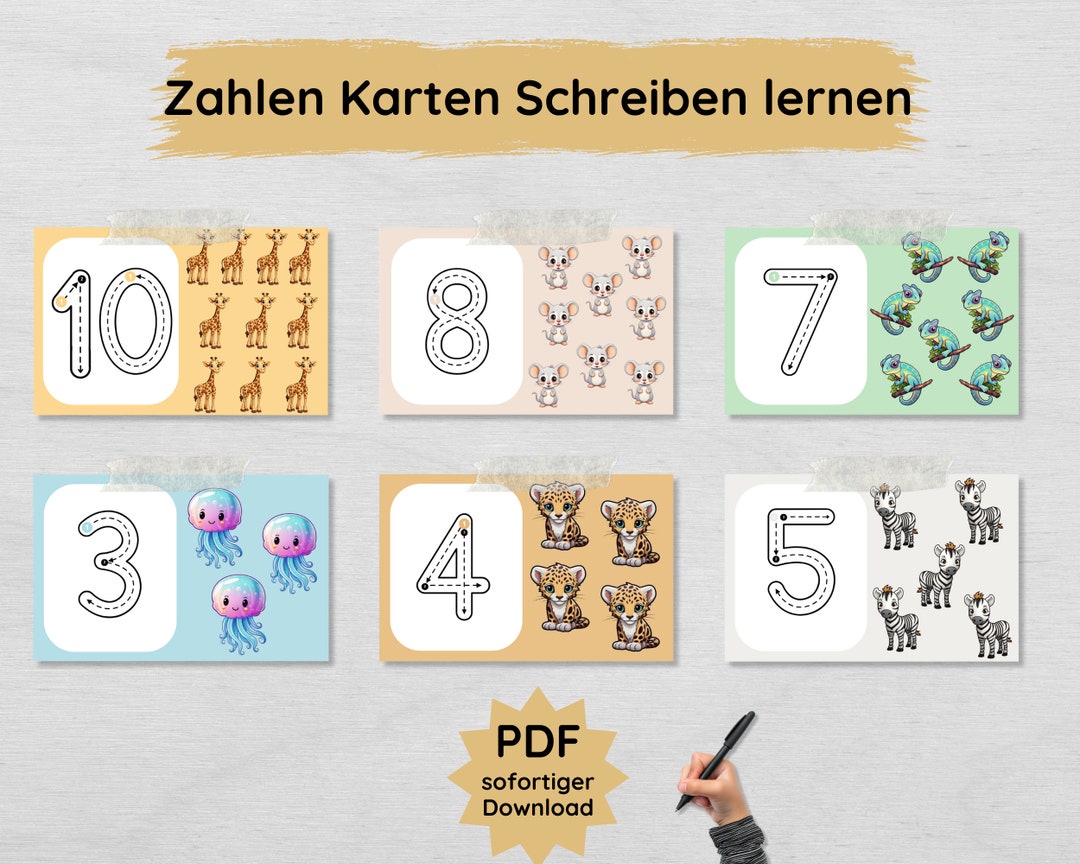 Number Practice Cards for Learning to Write, Number Cards up to 10 for ...