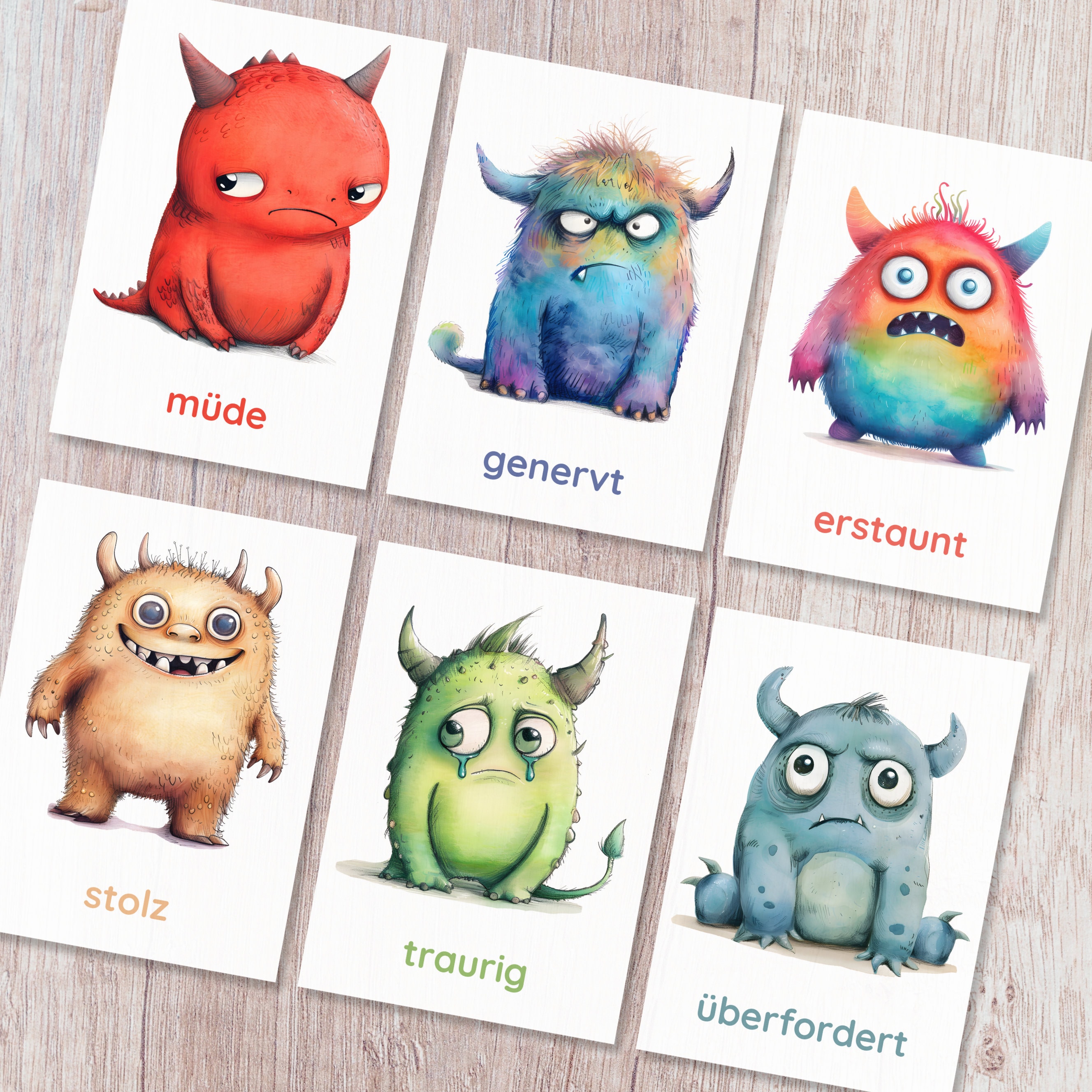 Monster Emotion Cards for Children to Print Out, 26 Picture Cards to ...