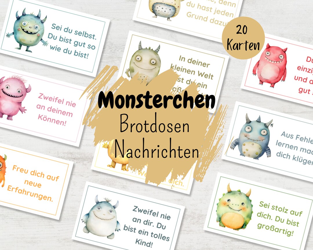 20 Cute Monster Lunch Box Messages for Children, Positive Affirmations ...