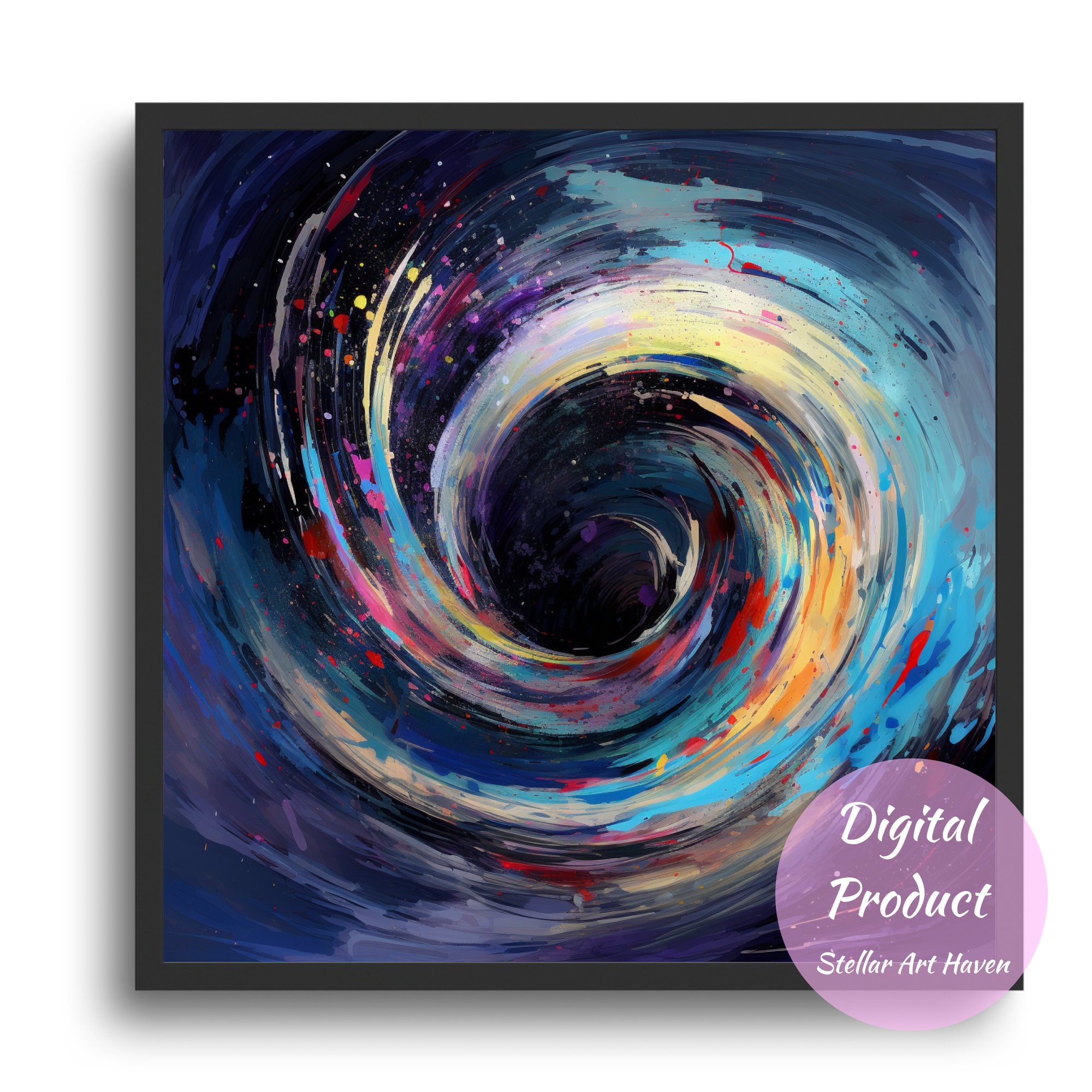 Abstract Vortex Painting, Blue Abbyss, Printable Wall Decor/art ...