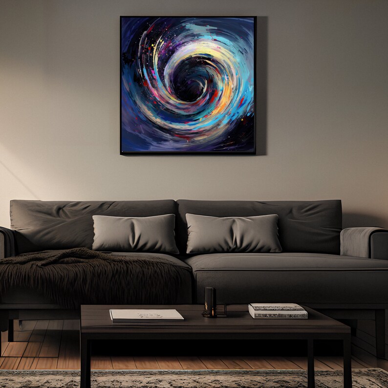 Abstract Vortex Painting, Blue Abbyss, Printable Wall Decor/art, Vibrant, Dynamic Home Office ...