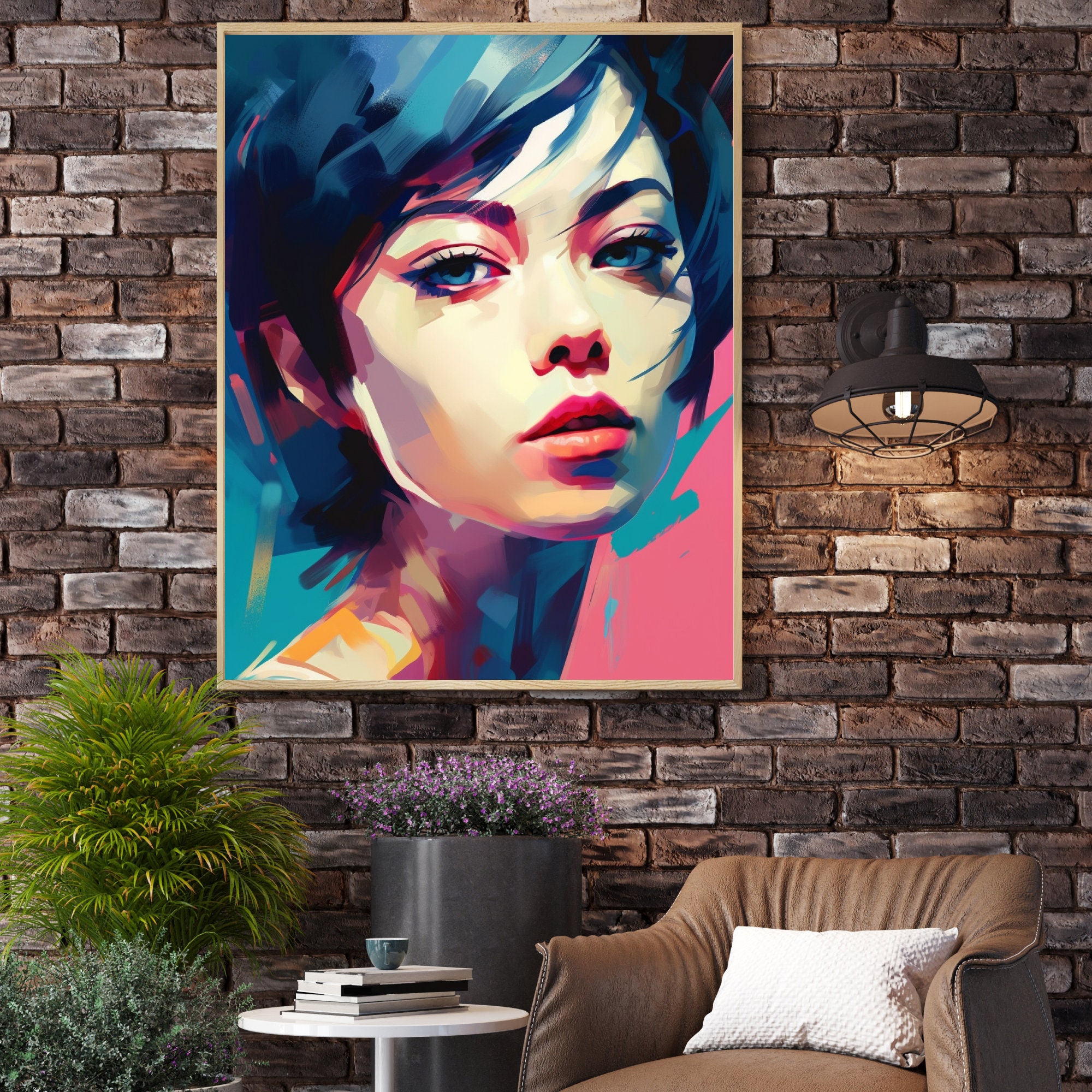 Colourful Seductive Woman Portrait, Printable Wall Decor, Printable ...