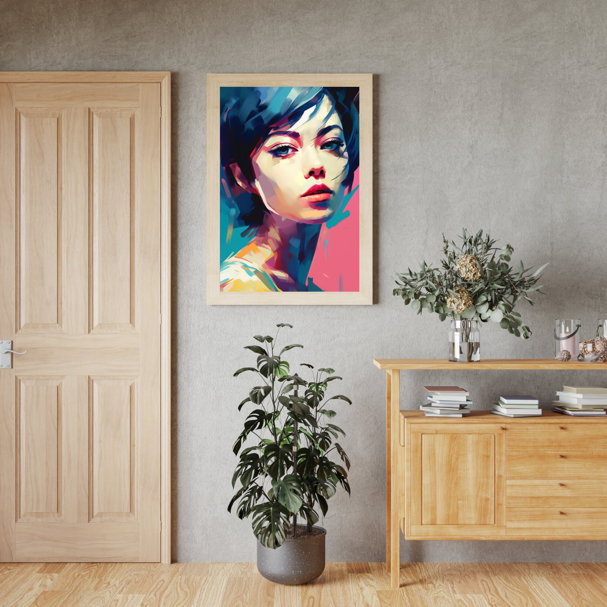 Colourful Seductive Woman Portrait, Printable Wall Decor, Printable ...
