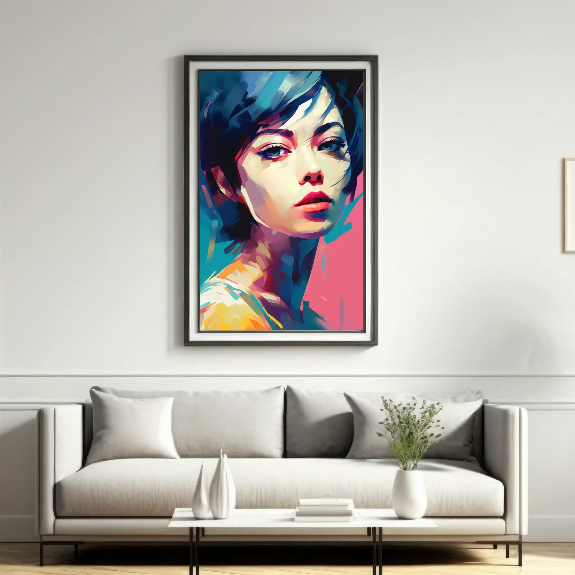 Colourful Seductive Woman Portrait, Printable Wall Decor, Printable ...