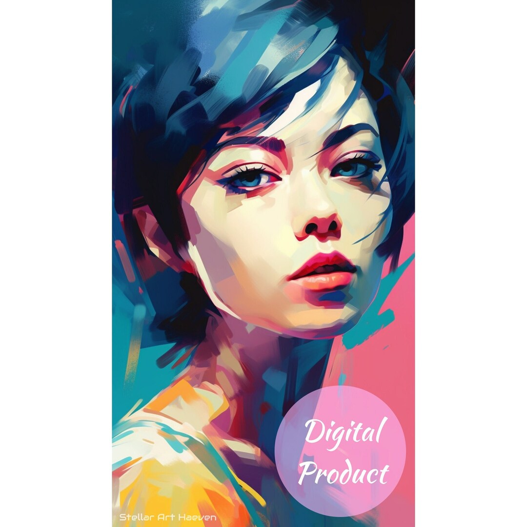 Colourful Seductive Woman Portrait, Printable Wall Decor, Printable ...