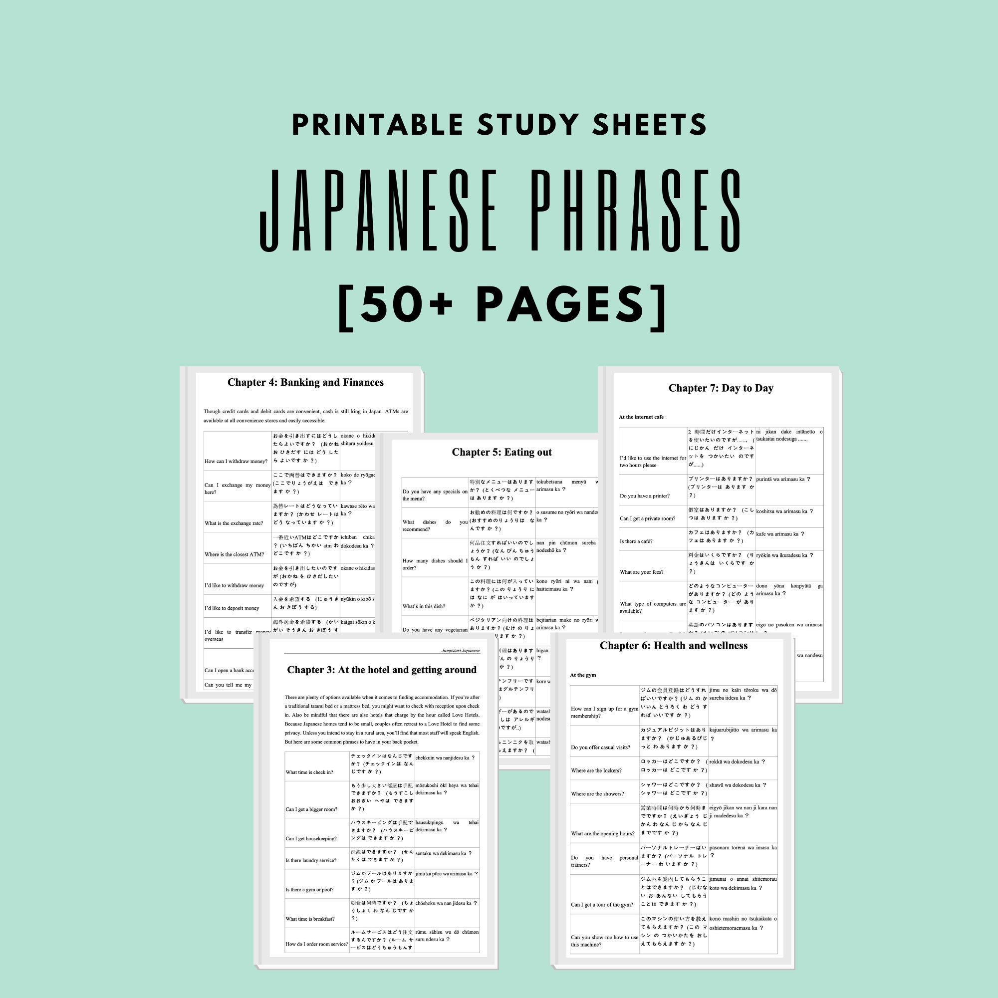 Learn Japanese Phrase Book for Travellers and Students JPLT Hiragana ...