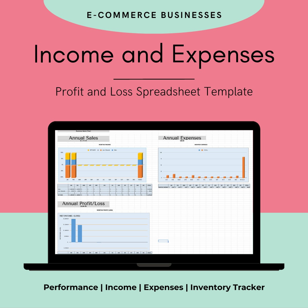 Income and Expense Profit and Loss Tracker Template E-commerce Business ...