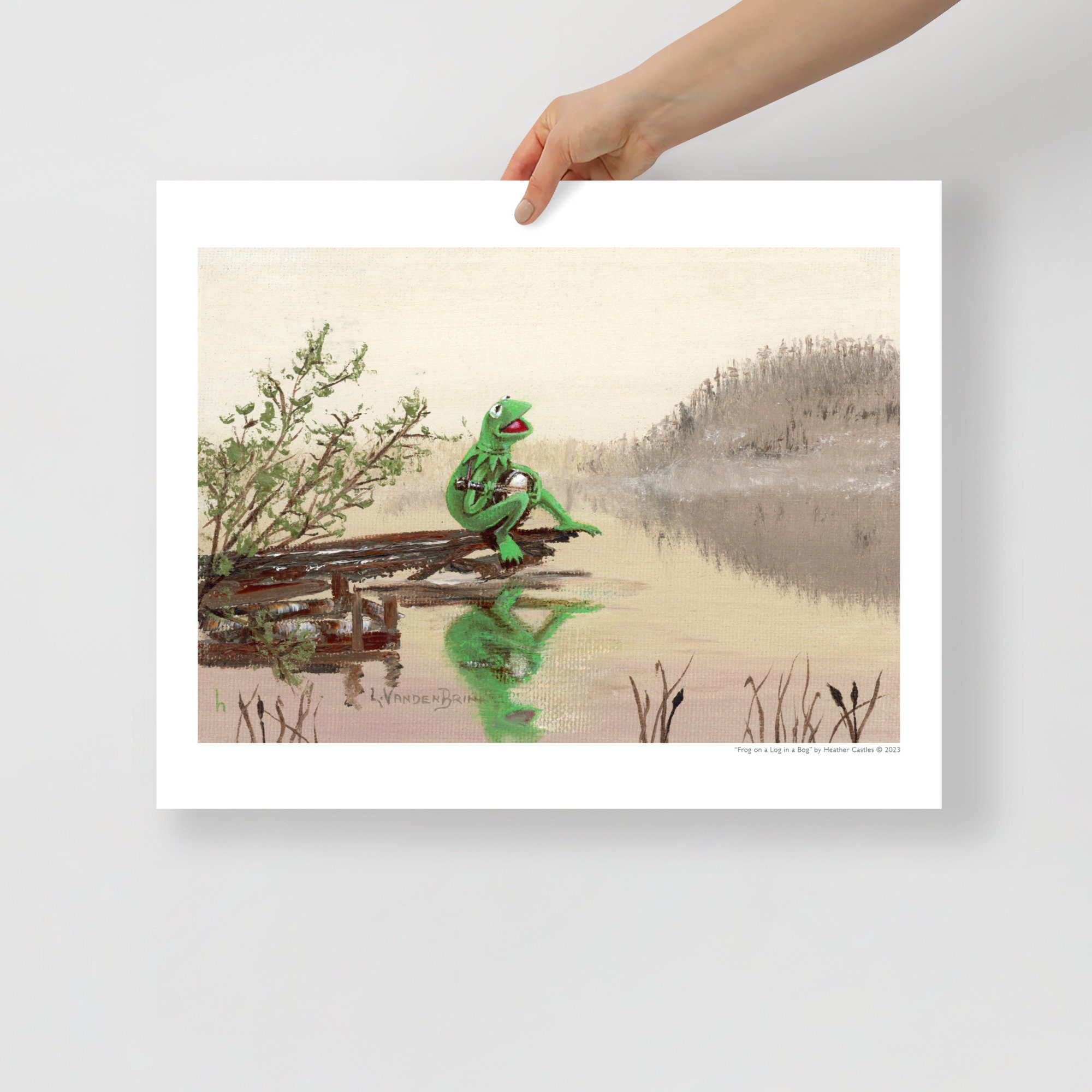 Frog on a Log in a Bog PRINT of Altered Painting by Heather Castles - Etsy