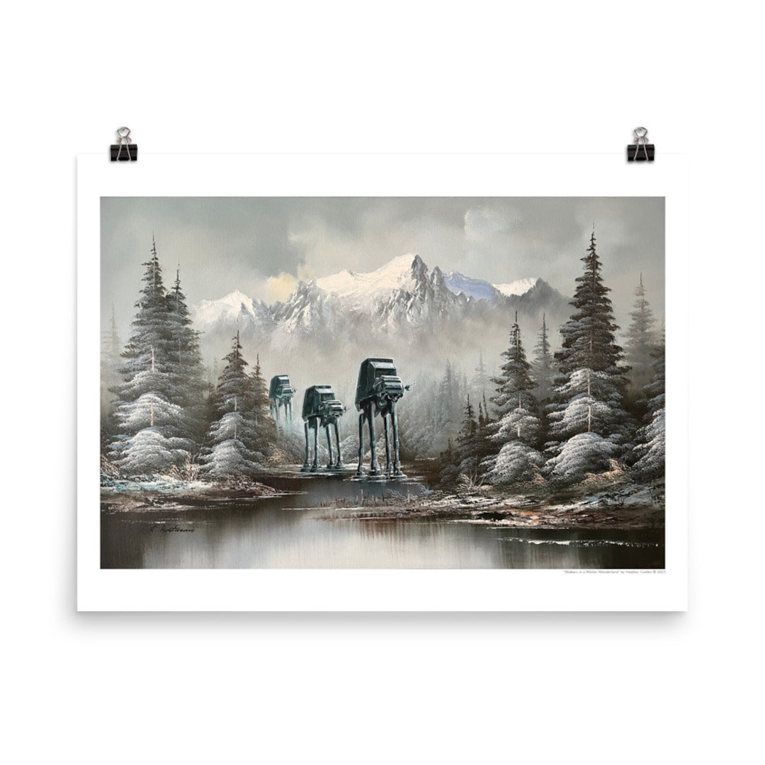 Walkers in a Winter Wonderland - PRINT of Upcycled Vintage Painting by ...