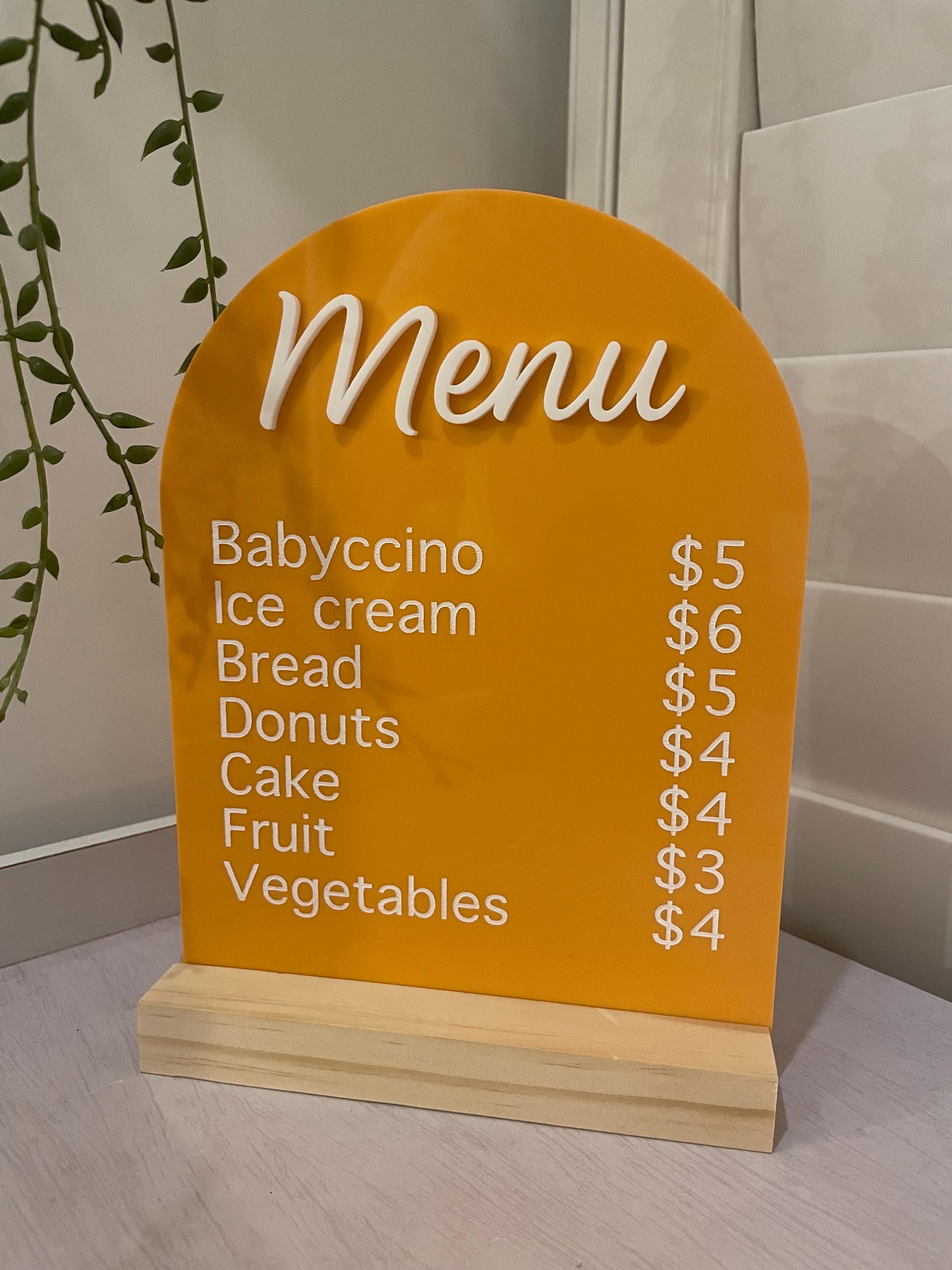 Acrylic Kids Cafe Menu Sign - Etsy