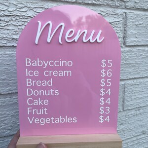 Acrylic Kids Cafe Menu Sign - Etsy