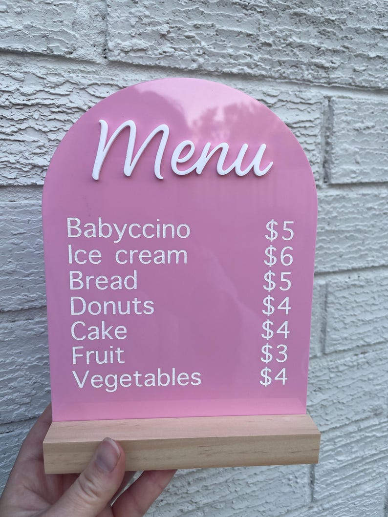 Acrylic Kids Cafe Menu Sign - Etsy