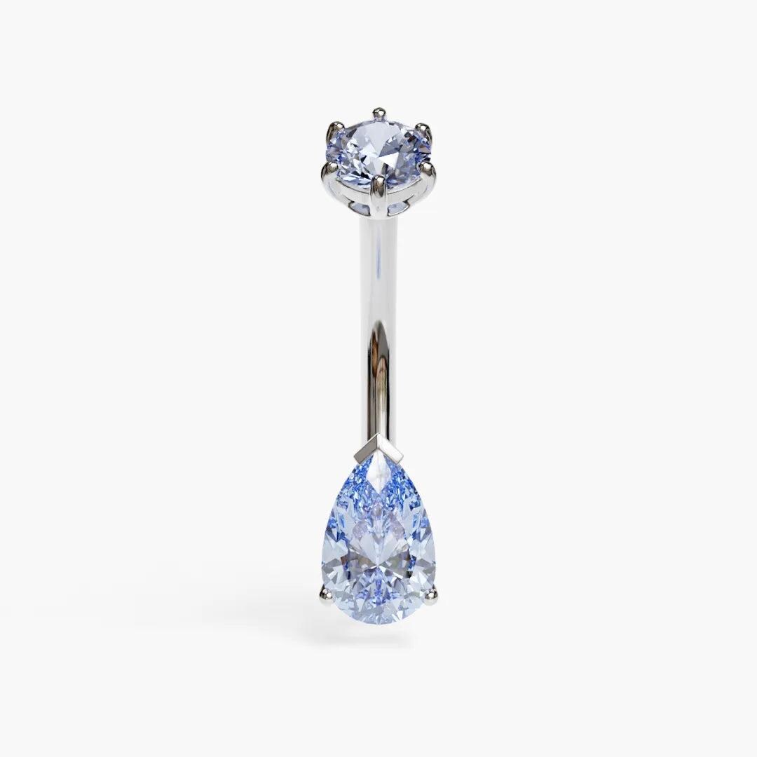 Jolie Co 14k Solid White Gold Frostbite 1.0 Ct. Tear Moissanite Belly ...