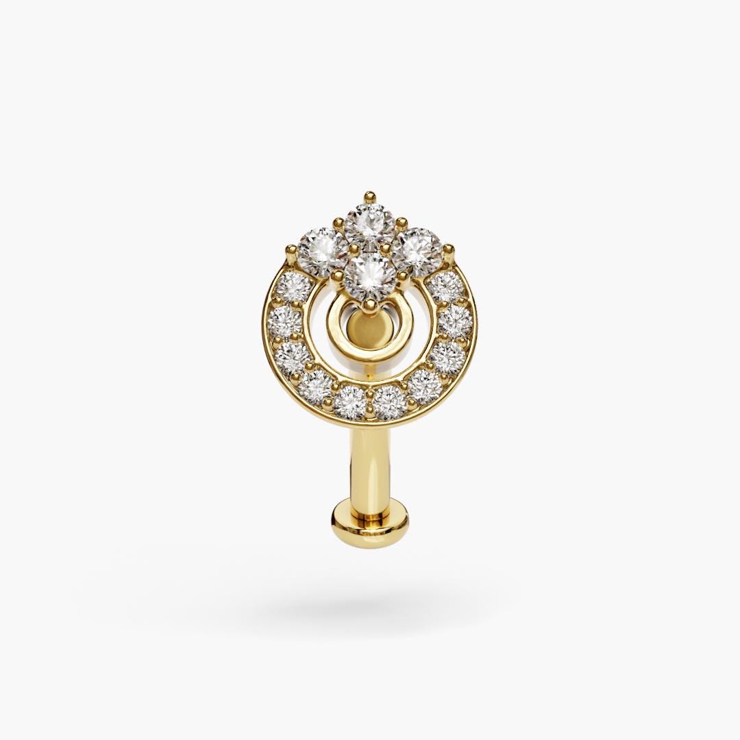 Twilight Floating Navel Ring: Moissanite, 14k, 18k Solid Yellow & Rose ...