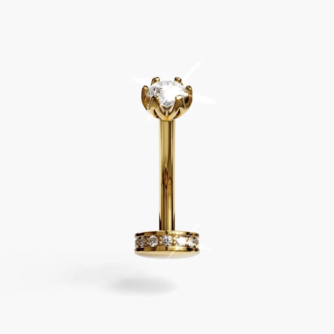 Floating Disk Navel Ring: Moissanite, 14k, 18k Solid Yellow & Rose Gold ...
