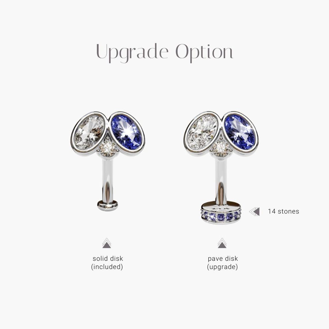 Toi Et Moi Floating Navel Ring: Sapphire, 14k, 18k Solid White Gold ...