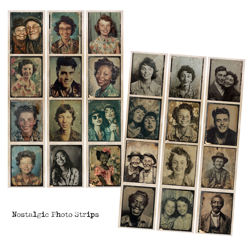 Nostalgic Photo Strips, Digital Vintage Portrait Collection - Etsy
