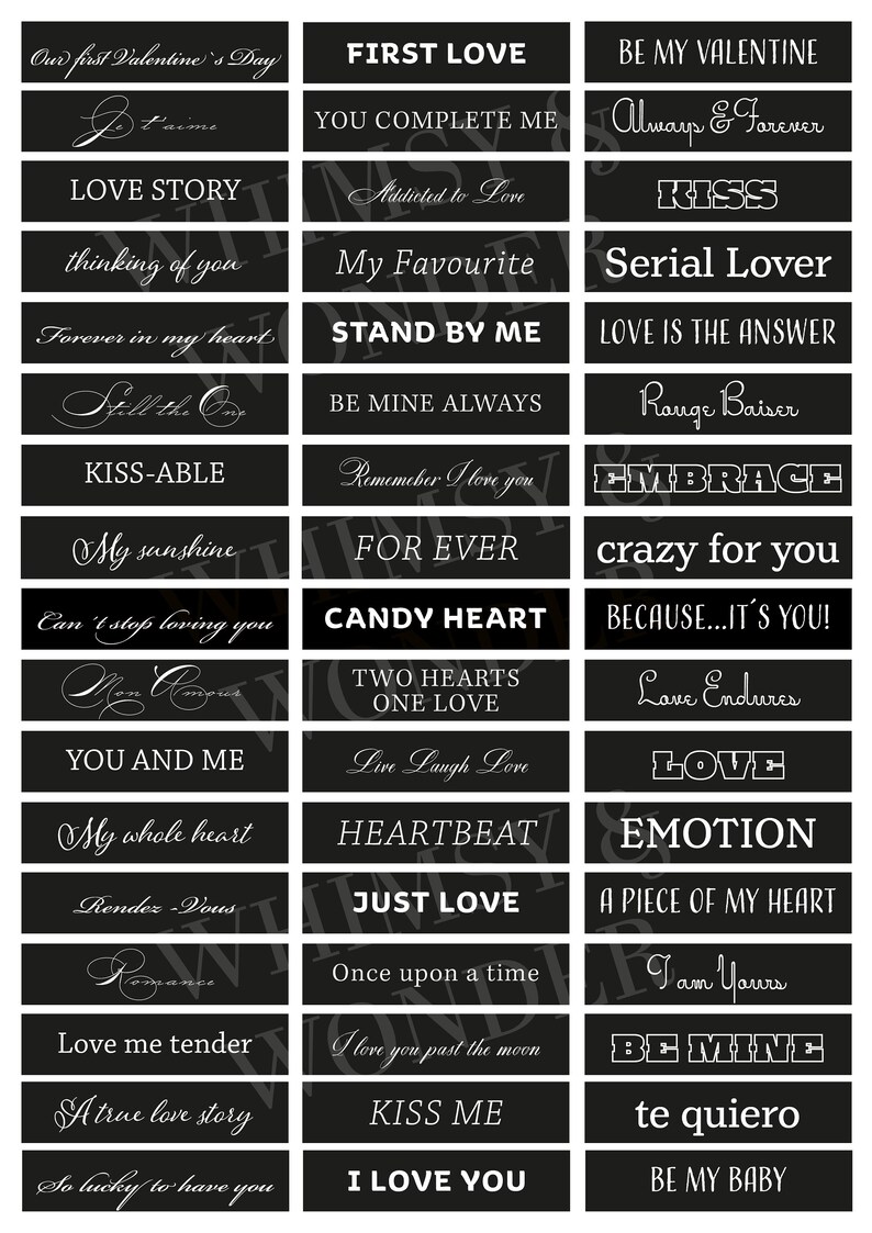 Printable Sentiment Word Labels for Cardmaking and Junk Journaling Love ...