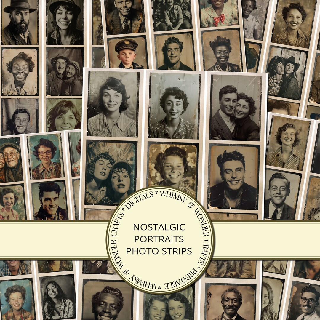 Nostalgic Photo Strips, Digital Vintage Portrait Collection - Etsy