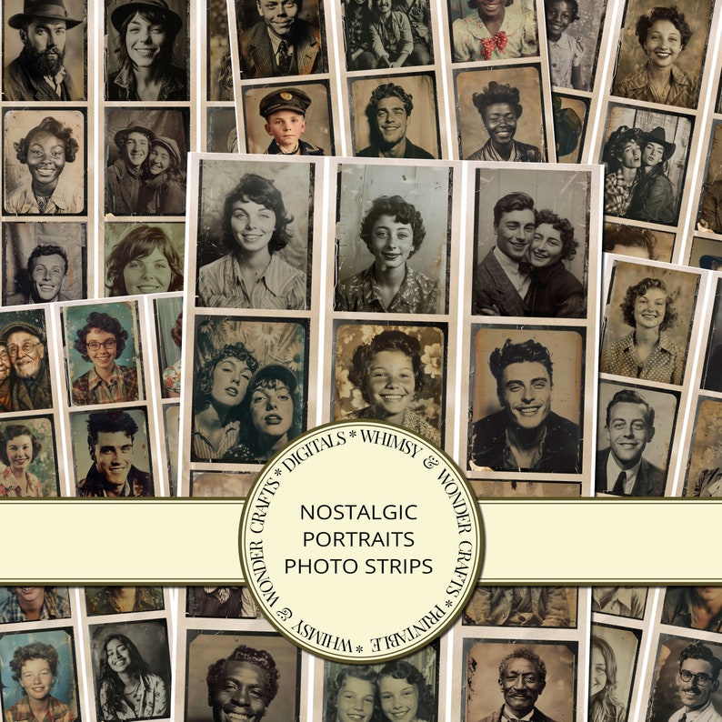 Nostalgic Photo Strips, Digital Vintage Portrait Collection - Etsy