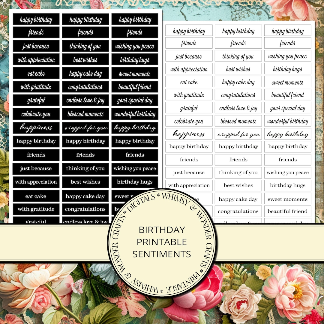 Printable Birthday Labels for Cardmaking and Journaling - Etsy