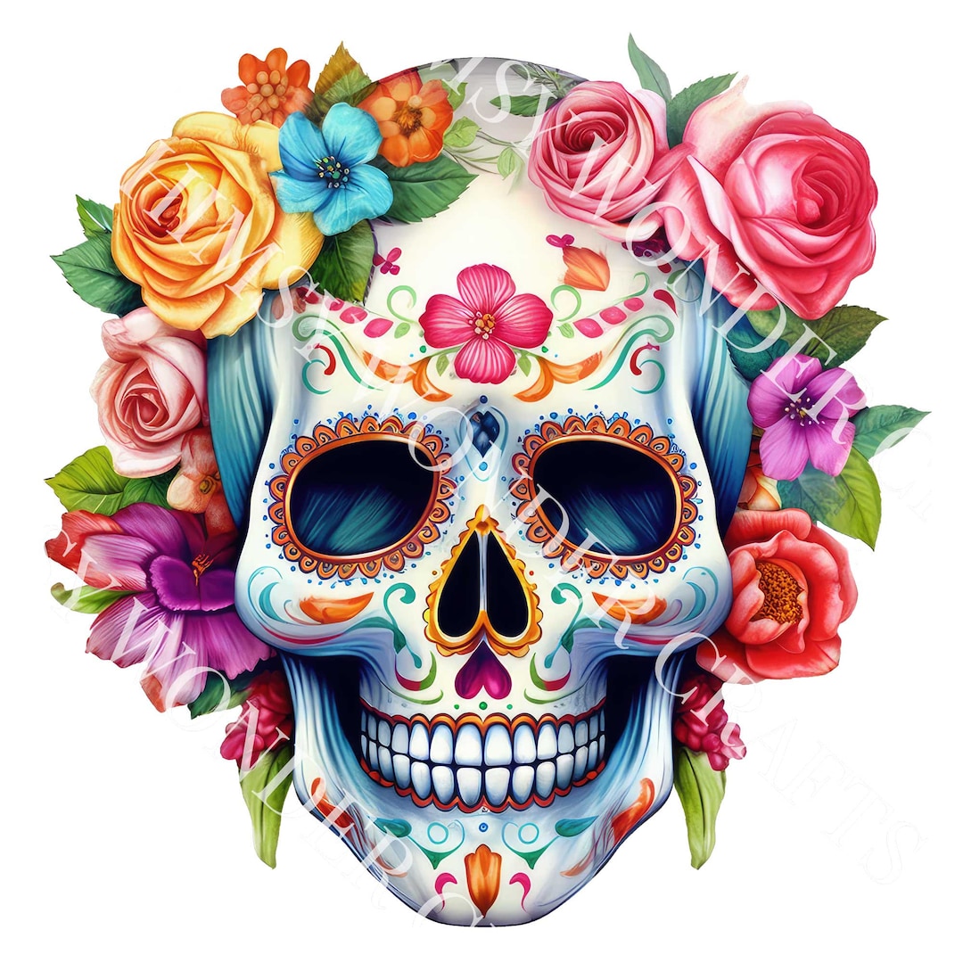 Colorful Sugar Skull for Day of the Dead - Etsy