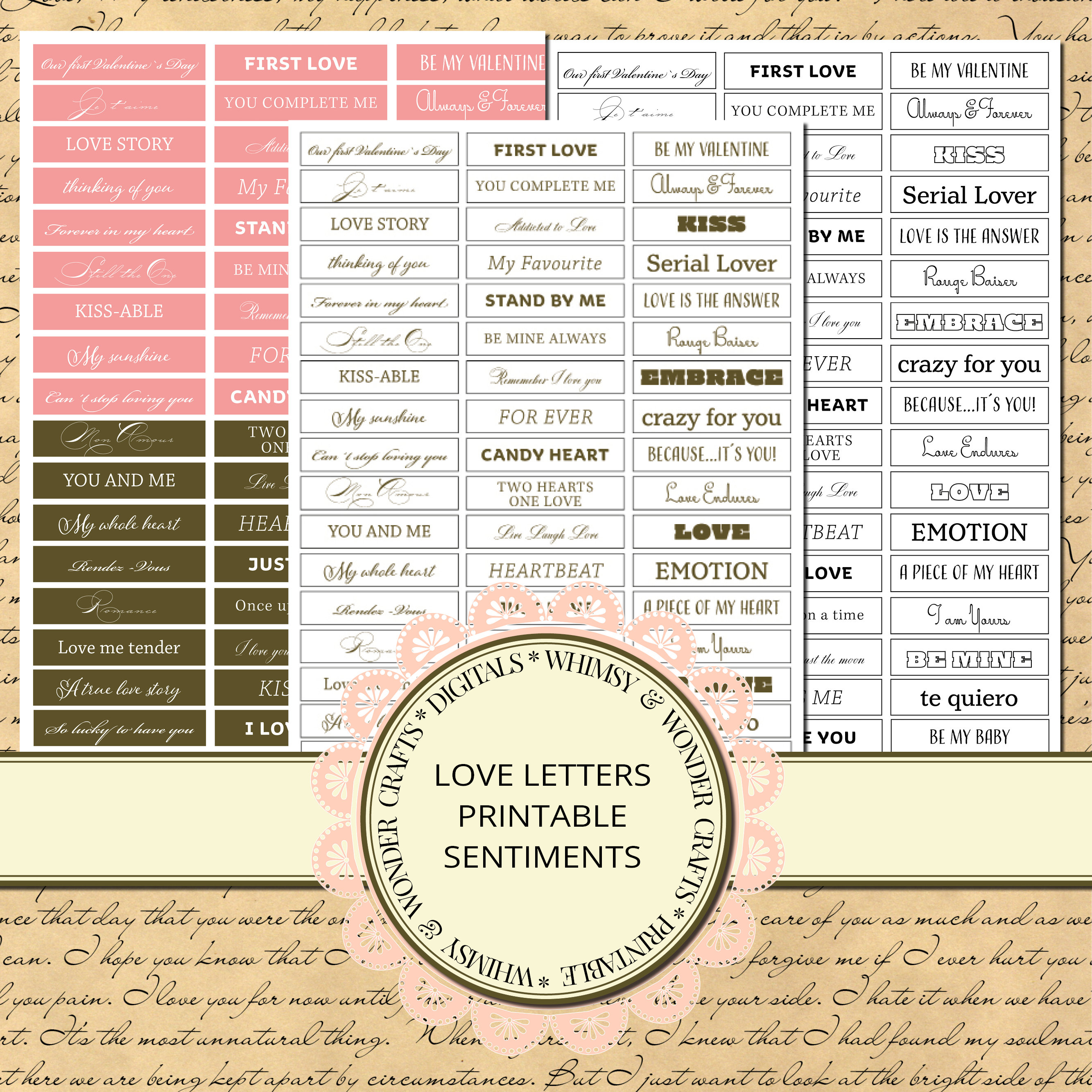 Printable Sentiment Word Labels for Cardmaking and Junk Journaling Love ...