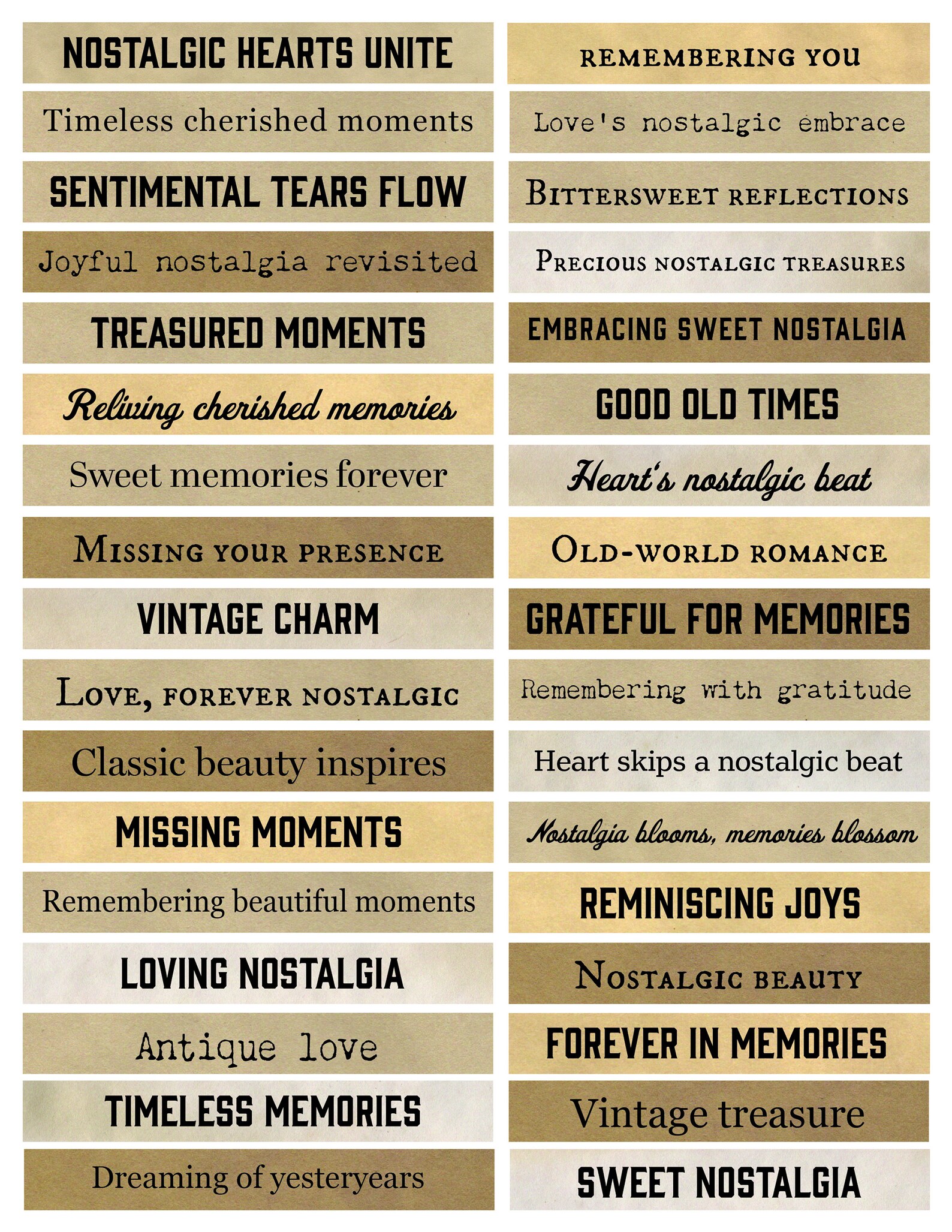 Printable Sentiment Word Labels for Cardmaking and Junk Journaling ...