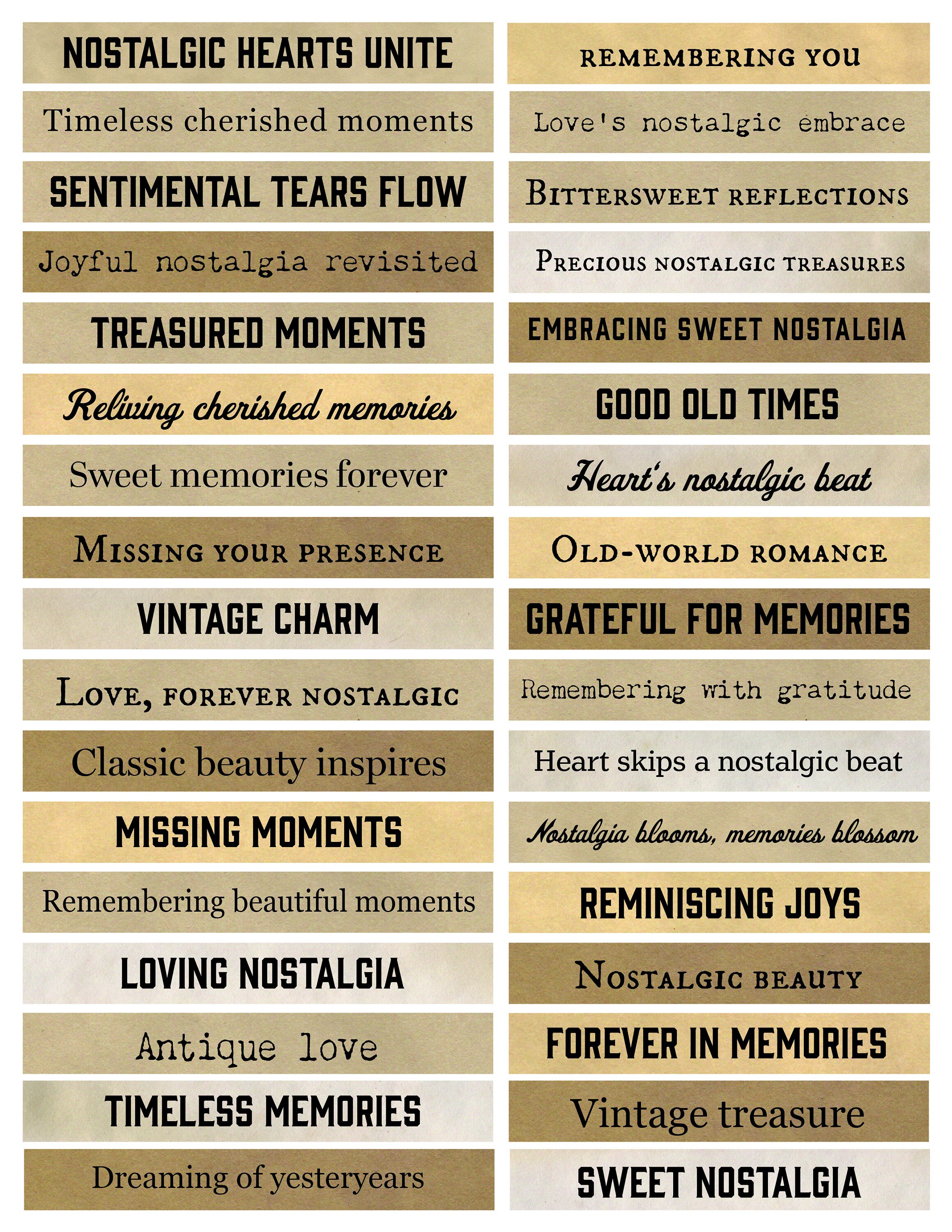 Printable Sentiment Word Labels for Cardmaking and Junk Journaling ...