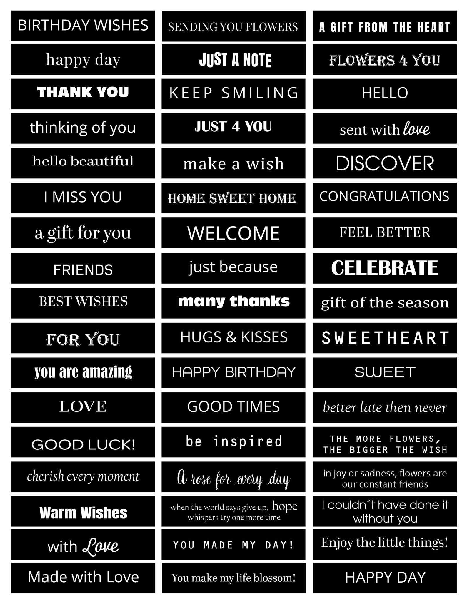 Printable Sentiment Word Labels for Cardmaking and Junk Journaling ...