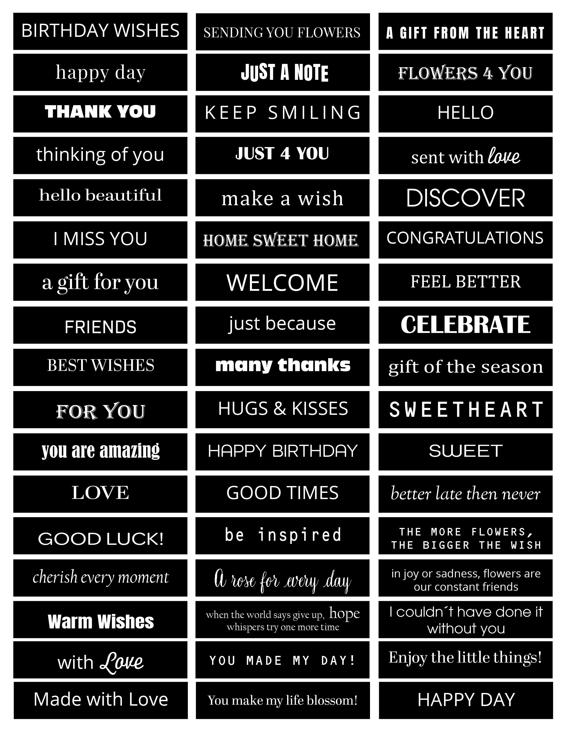 Printable Sentiment Word Labels for Cardmaking and Junk Journaling ...